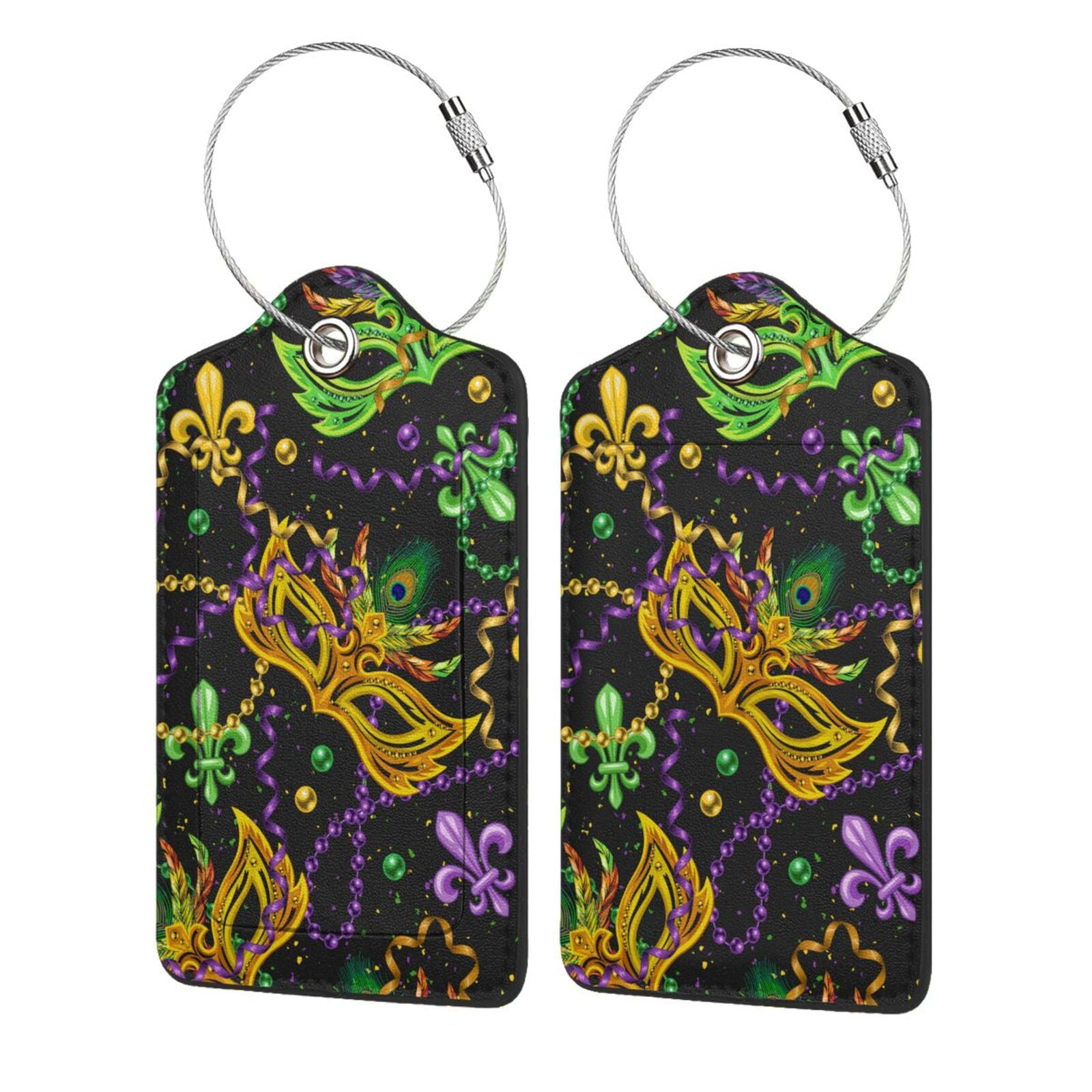 Disketp 4 Pcs Luggage Tag For Suitcase,Mardi Gras Surface Leather ...