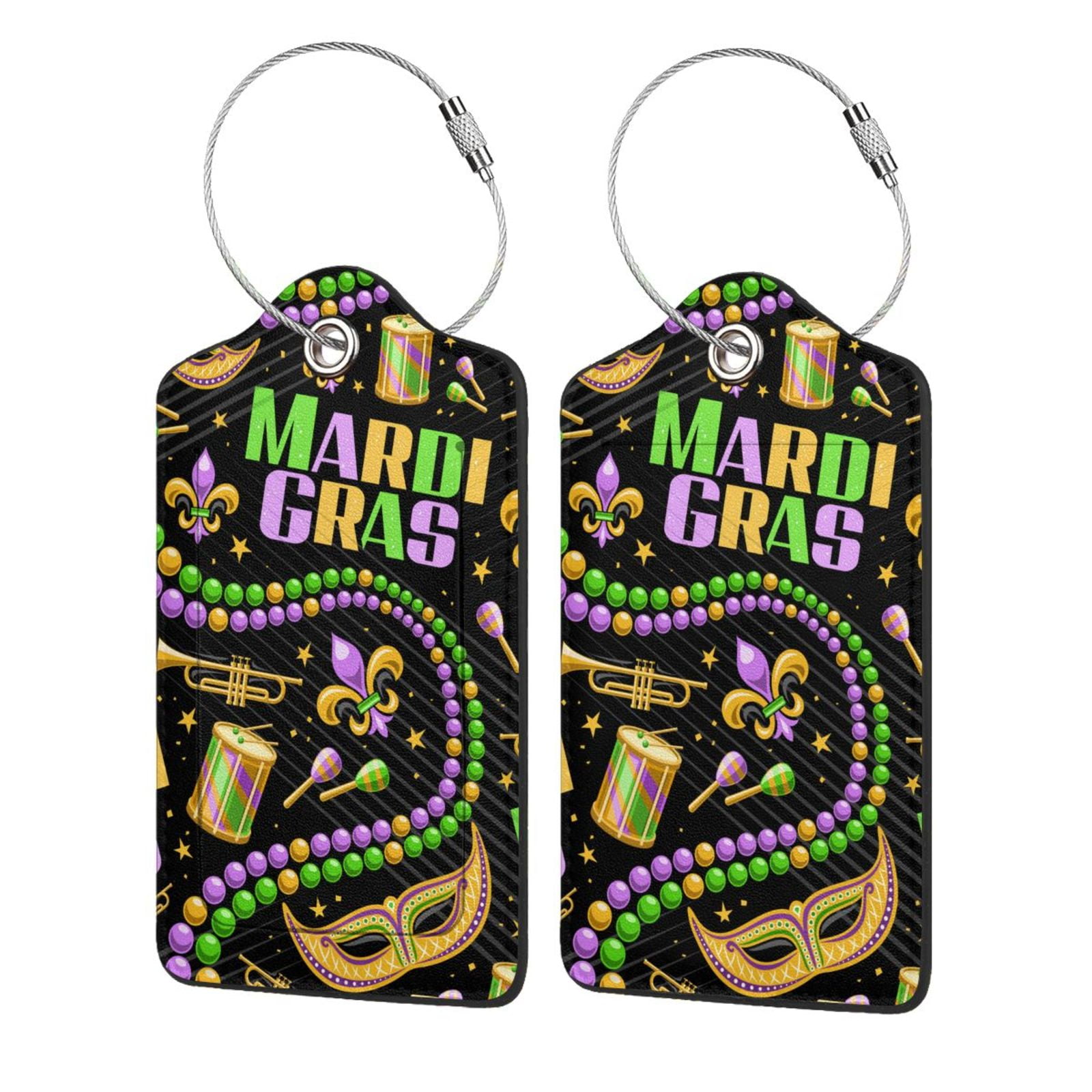 Disketp 4 Pcs Luggage Tag For Suitcase,Mardi Gras3 Leather Baggage Tag ...