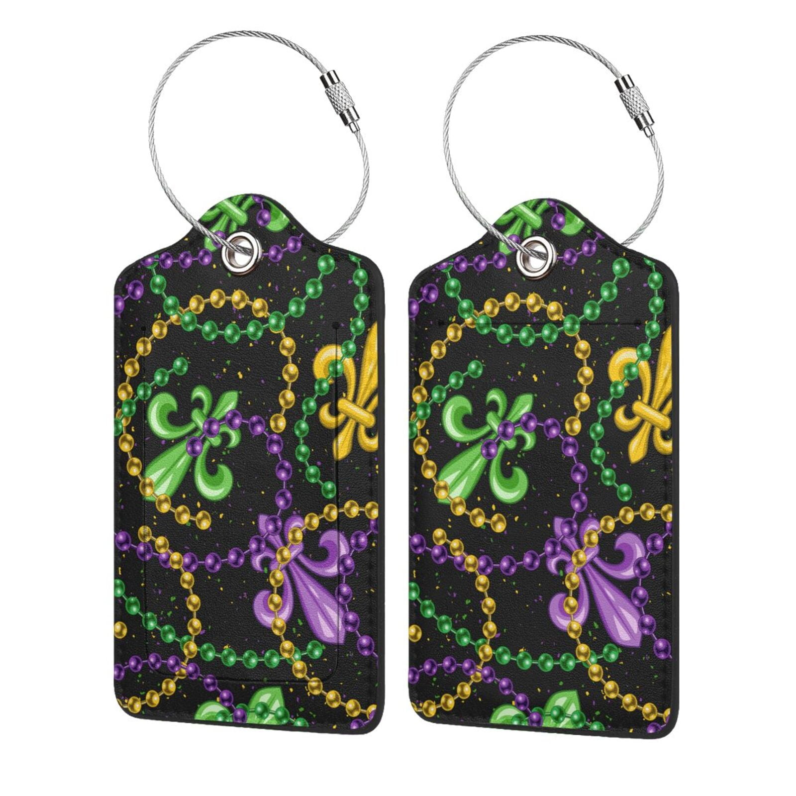 Disketp 4 Pcs Luggage Tag For Suitcase,Mardi Gras6 Leather Baggage Tag ...