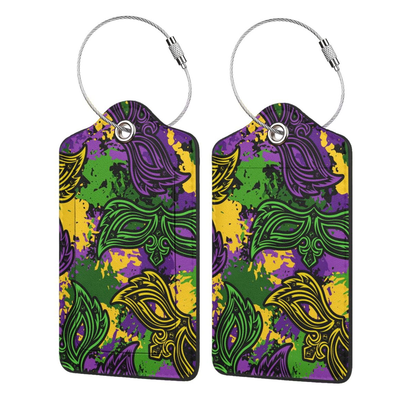 Disketp 4 Pcs Luggage Tag For Suitcase,Mardi Gras7 Leather Baggage Tag ...
