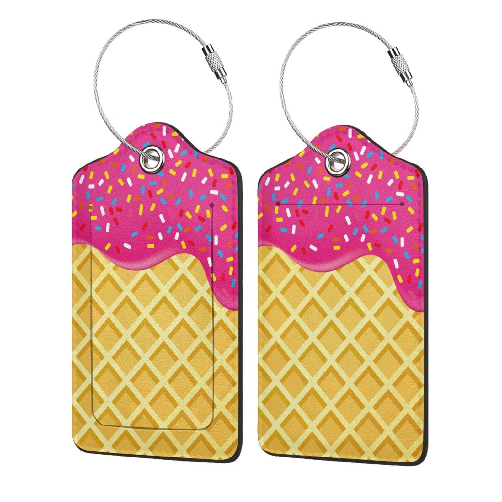 Disketp 4 Pcs Luggage Tag For Suitcase,Red Ice Cream Leather Baggage ...