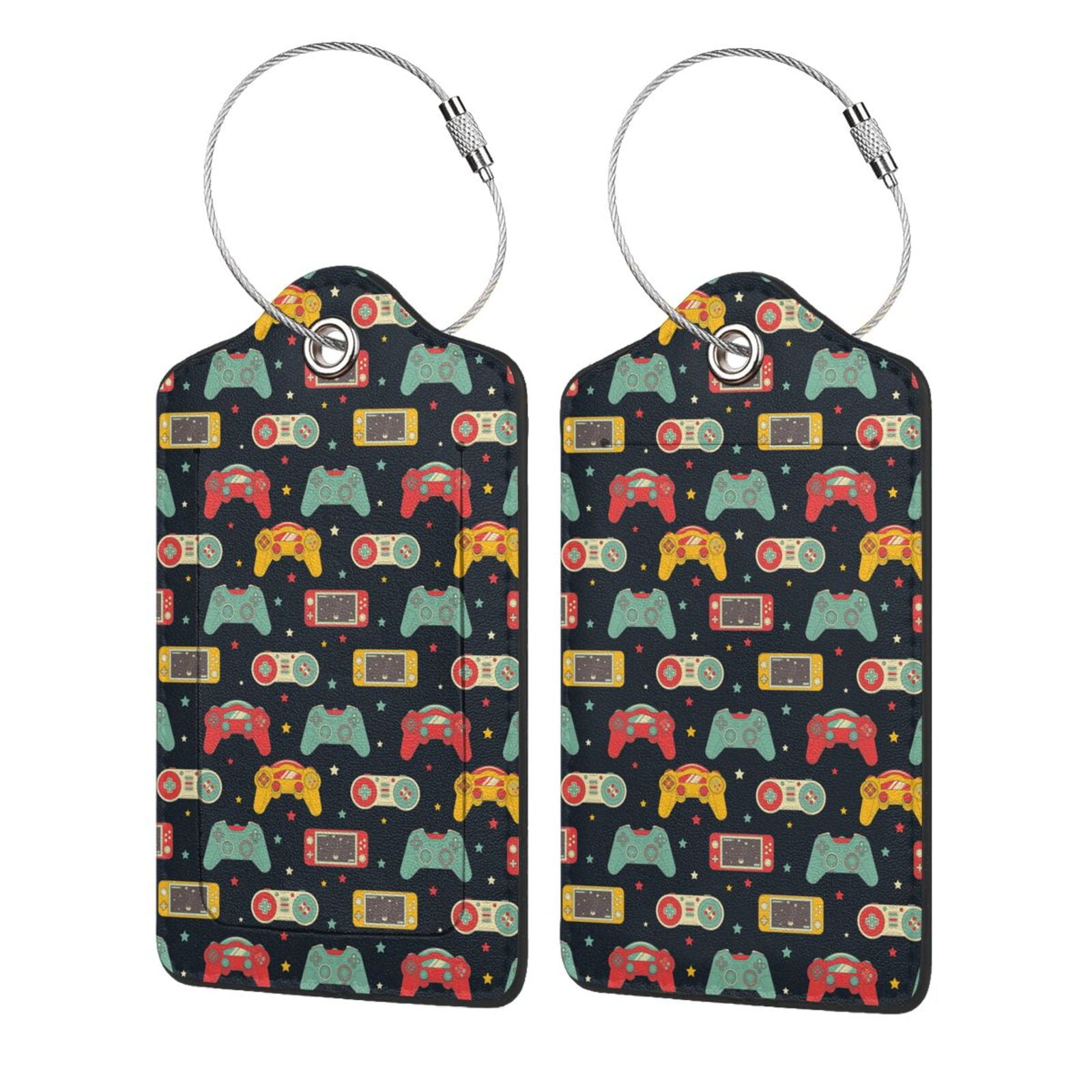 Disketp 4 Pcs Luggage Tag For Suitcase,Retro Video Game Leather Baggage ...