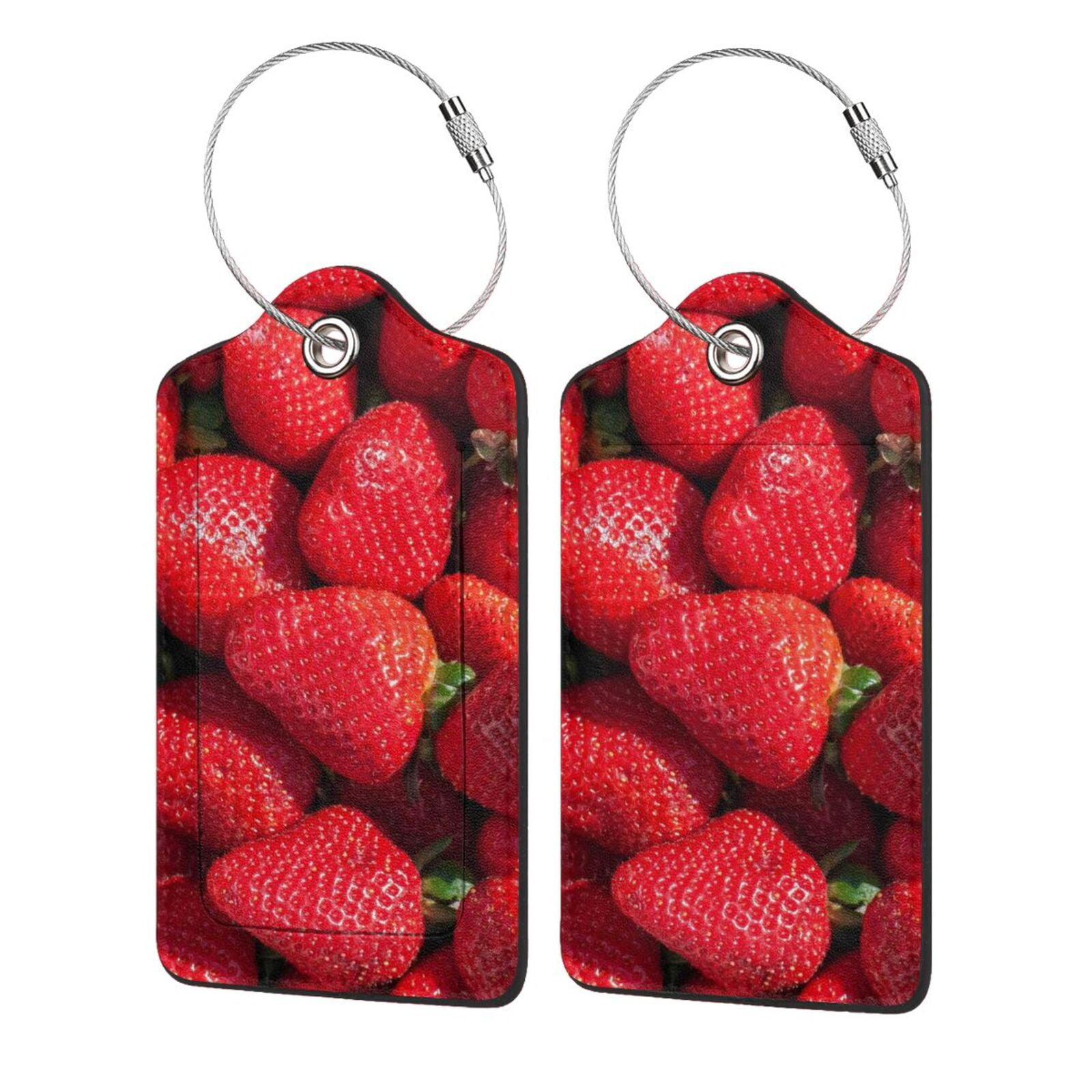 Disketp 4 Pcs Luggage Tag For Suitcase,Strawberry Red Leather Baggage ...