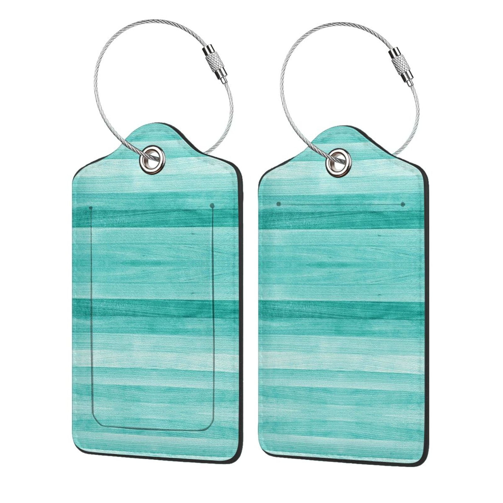 Disketp 4 Pcs Luggage Tag For Suitcase,Teal Turquoise Leather Baggage ...