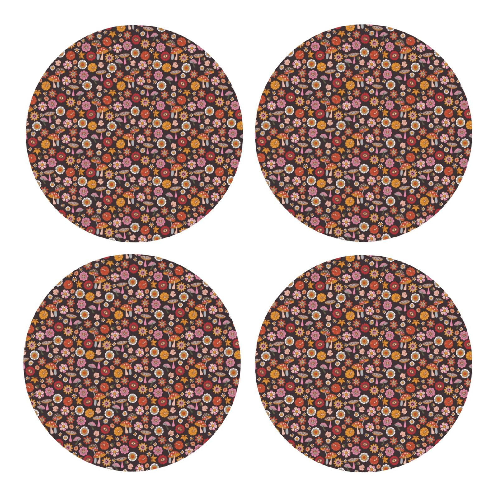 Disketp 70s Groovy Hippie Retro MDF Cork Coaster 4 Pcs - Absorbent ...