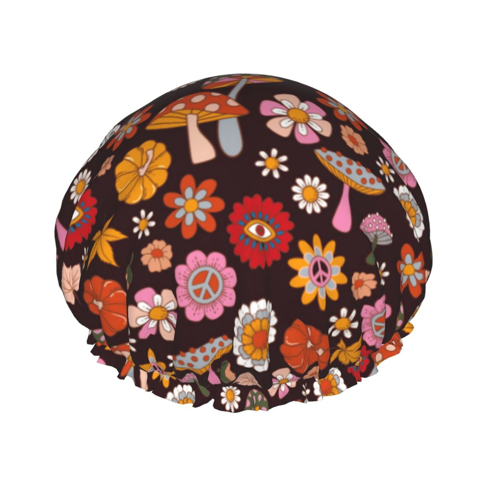 Disketp 70s Groovy Hippie Retro Shower Caps,Reusable Shower Cap For ...