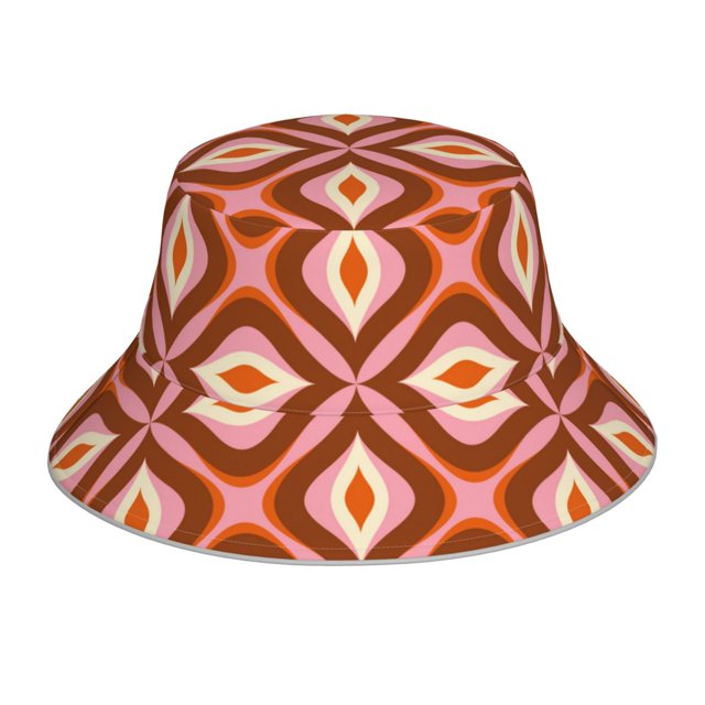 Disketp 70s Retro Style Print Reflective Bucket Hat Beach Hat Summer ...