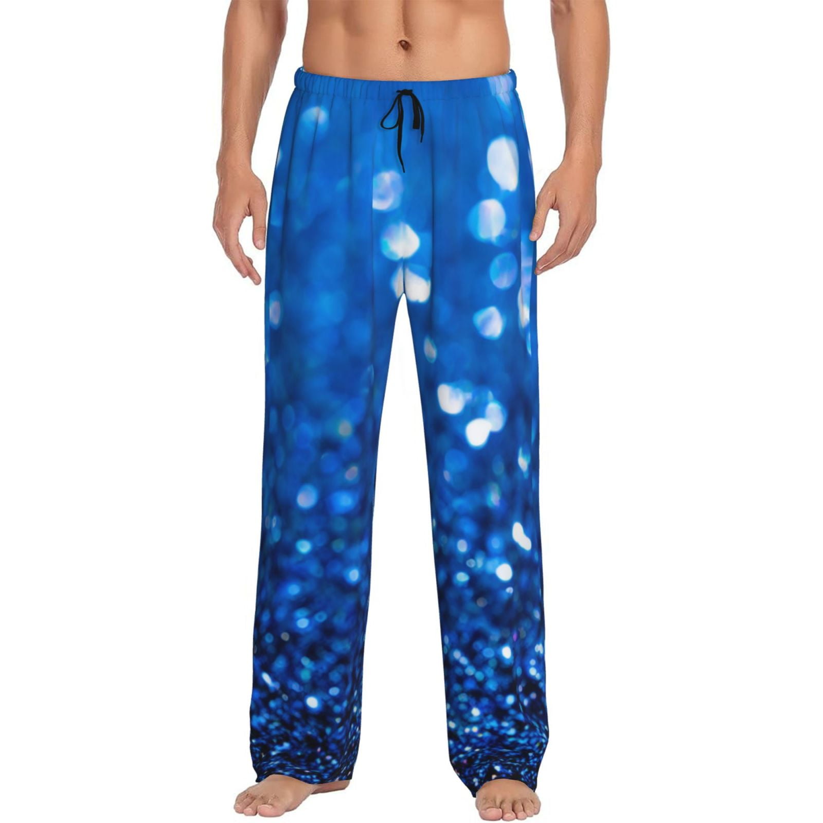 Disketp A Blue Glitter Men's Pajama Pants - Ultra Soft Fleece Sleep and ...