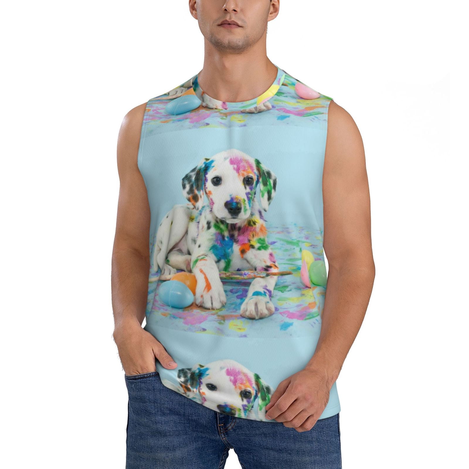 Disketp A Funny Little Dalmatian Puppy Sleeveless Tshirts For Men ...