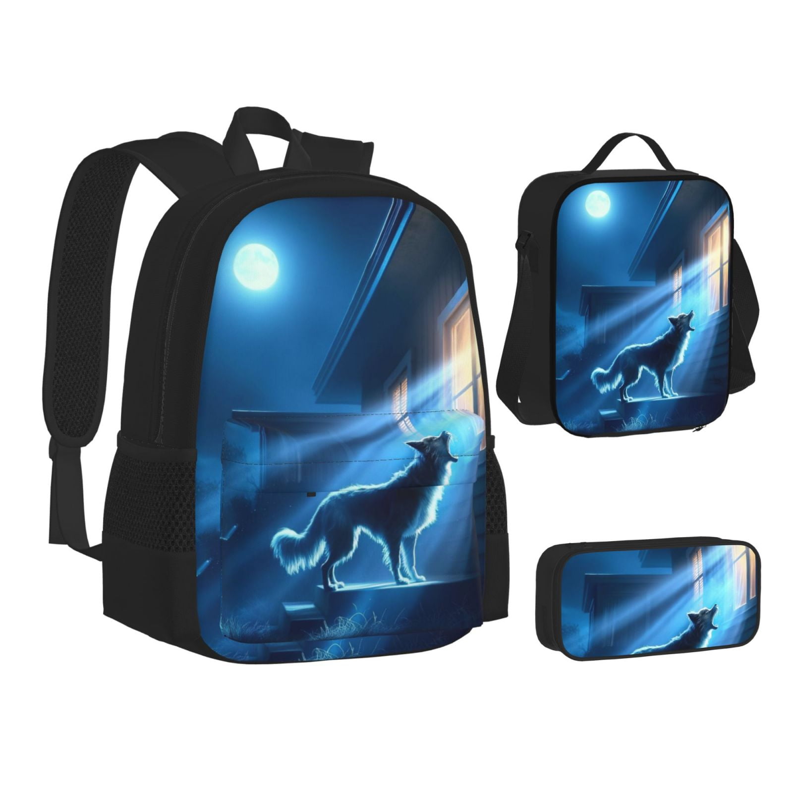 Disketp A Wolf Barks Out A Window Large Capacity Backpack Lunch Bag ...