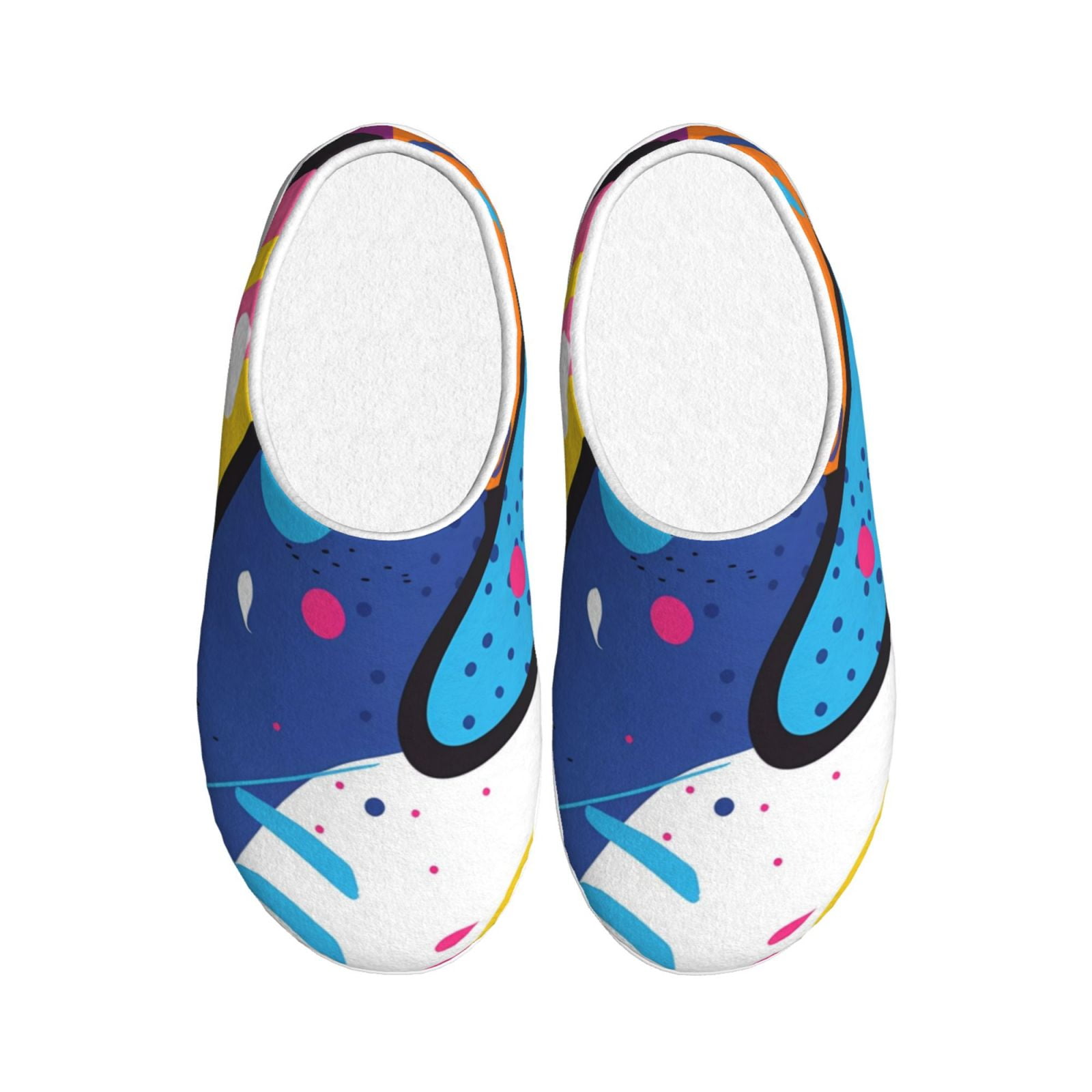 Disketp Abstract Color Splash Women's Men's Slippers Plush Slip-On ...