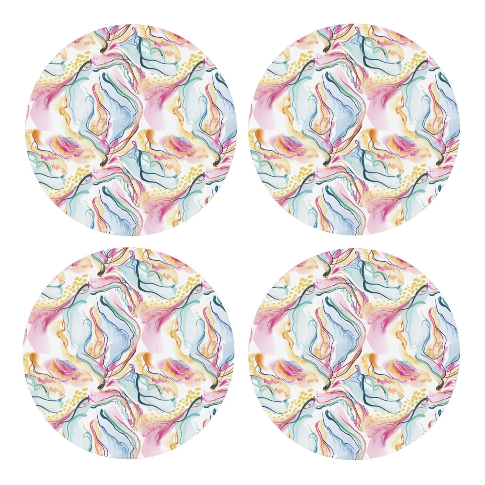 Disketp Abstract Marble Texture MDF Cork Coaster 4 Pcs - Absorbent ...