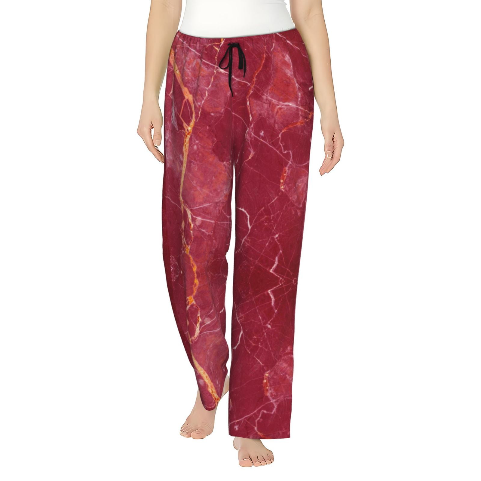 Disketp Abstract Red Marble Print Women'S Comfy Pajama Pants Casual ...
