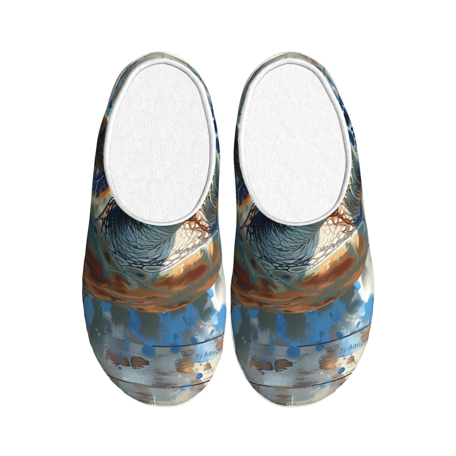Disketp Abstract Sea Turtle Women's Men's Slippers Plush Slip-On House ...