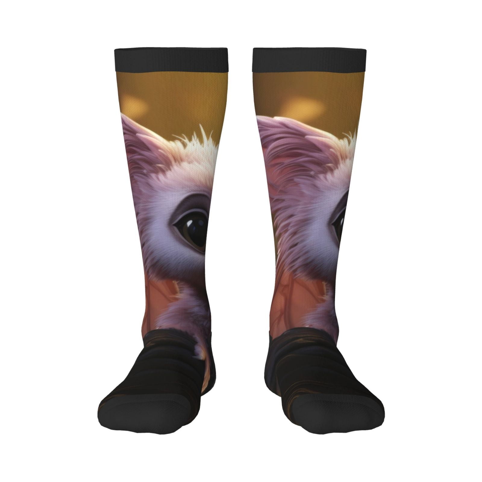 Disketp Adorable Fluffy Bat Print Unisex Contrast Color Stockings ...