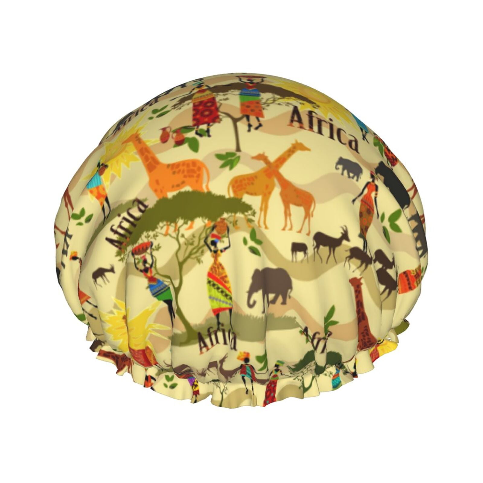 Disketp African Shower Caps,Reusable Shower Cap For Women, Double Layer ...