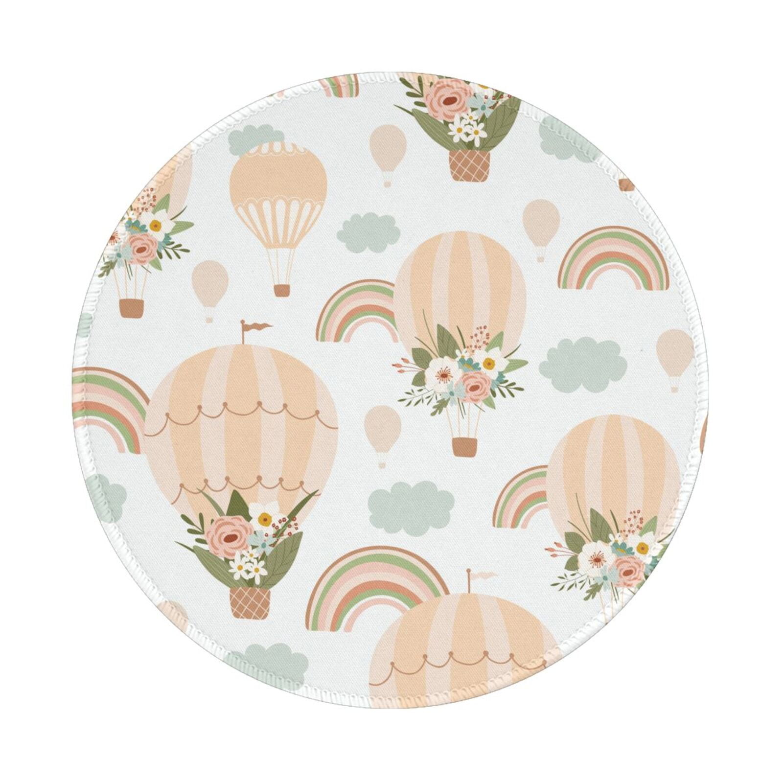 Disketp Air Balloon And Flower Small Mouse Pad 7.9x7.9 Inches,Washable ...