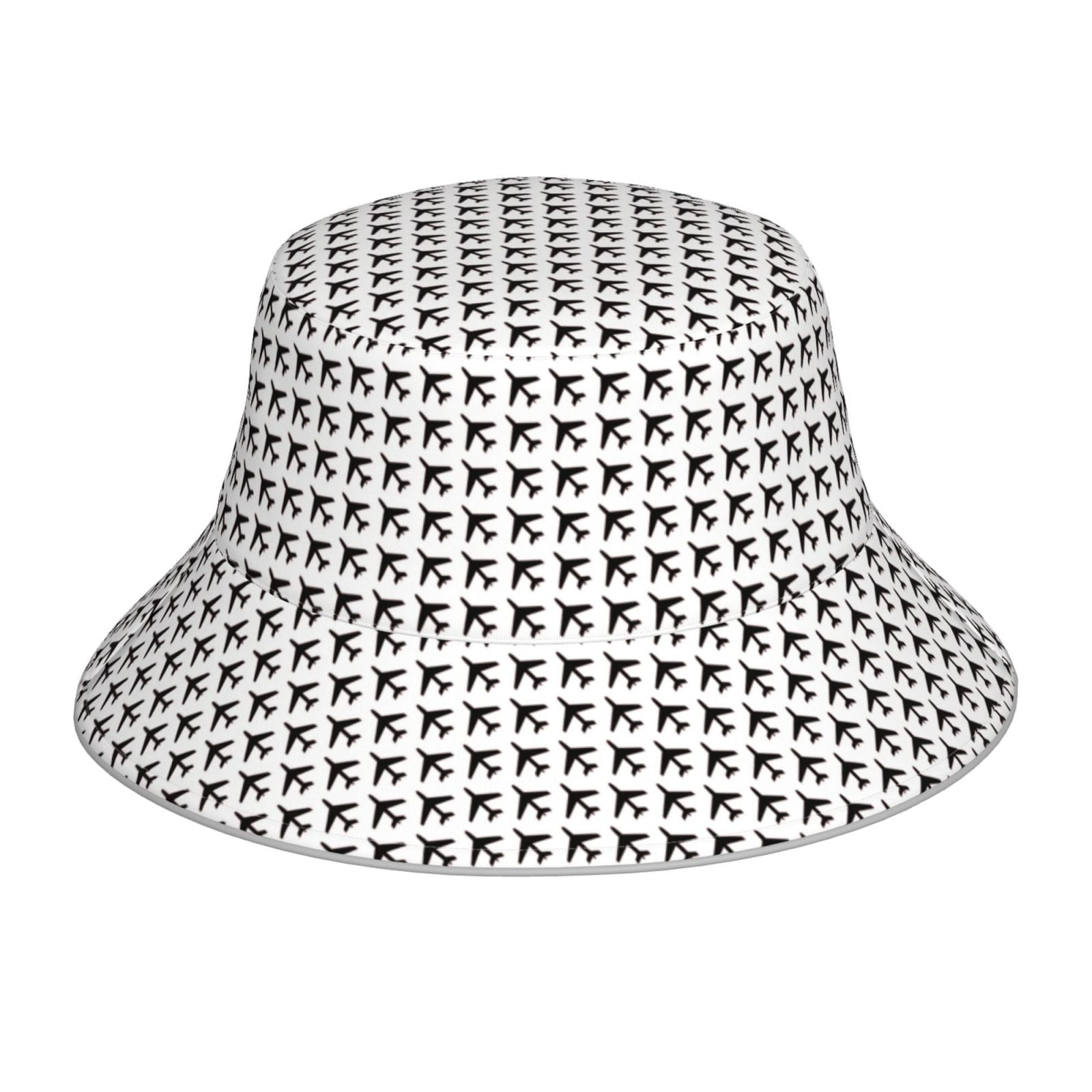 Disketp Airplane Print Reflective Bucket Hat Beach Hat Summer Travel ...