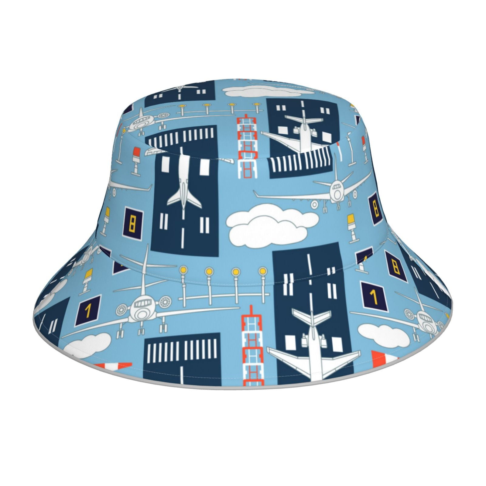 Disketp Airplanes And Aviation Signs Print Reflective Bucket Hat Beach ...