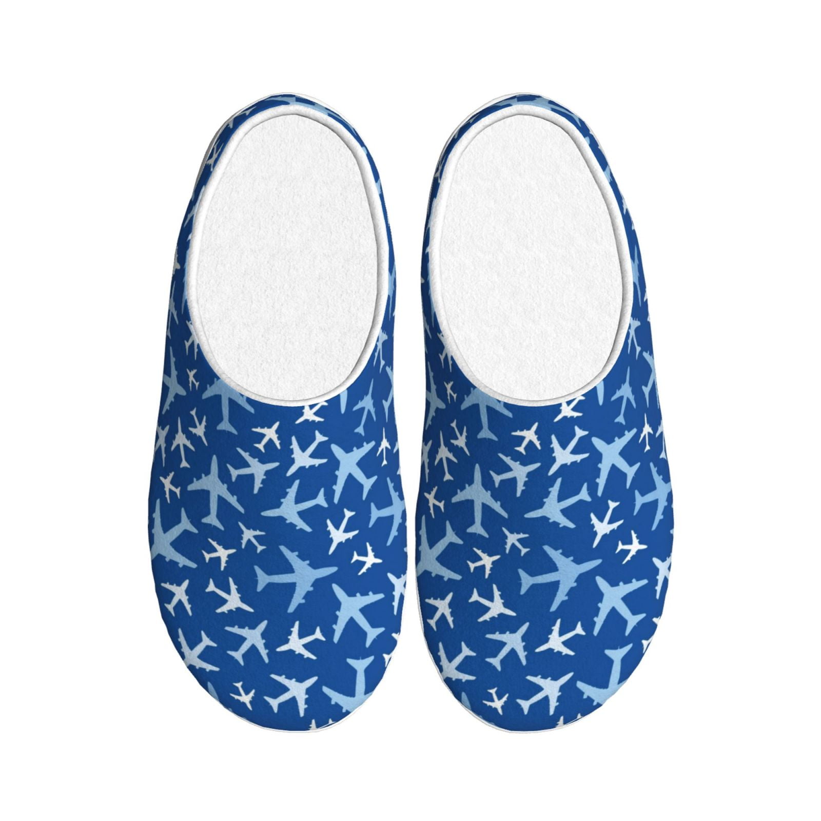 Disketp Airplanes in the Sky Women's Men's Slippers Plush Slip-On House ...