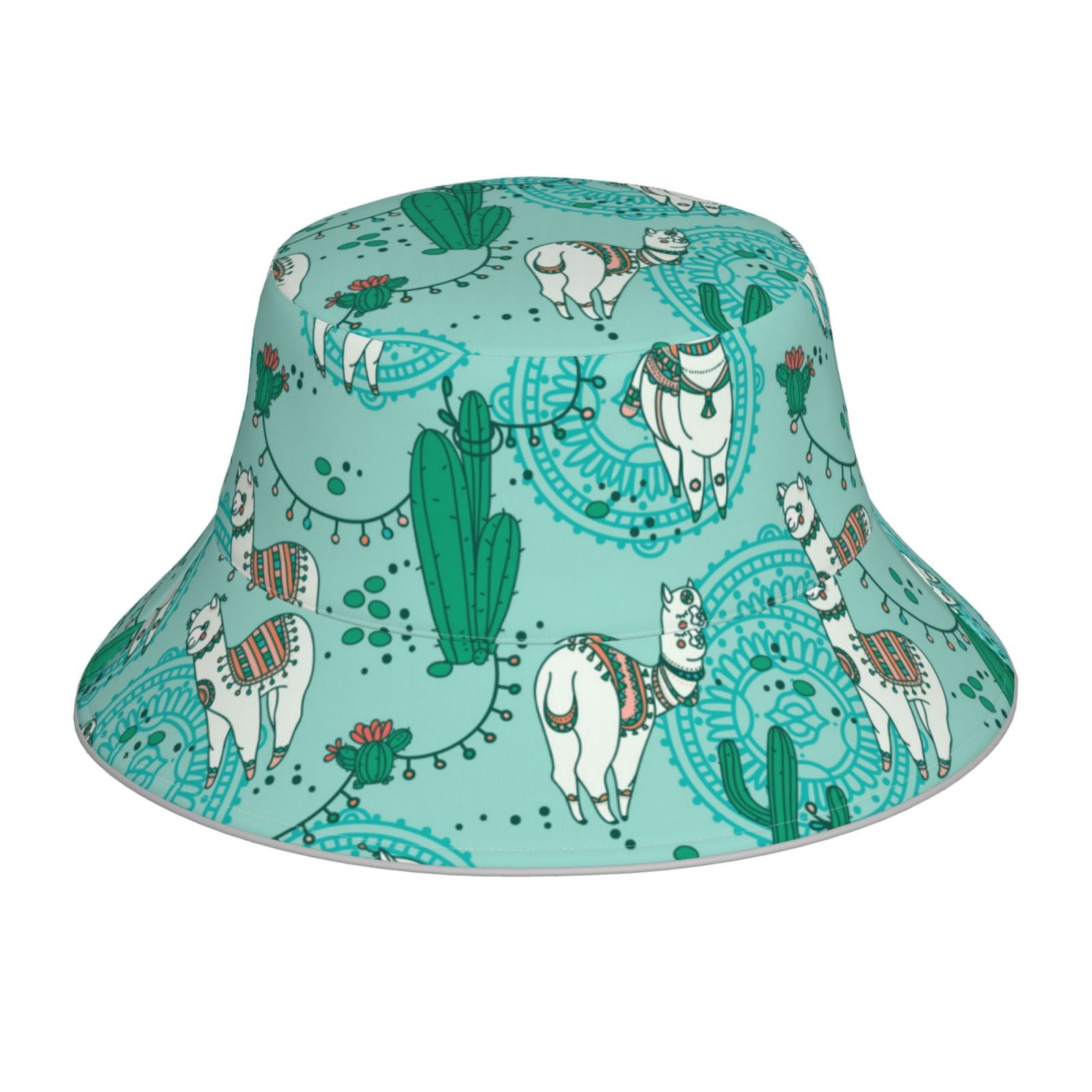 Disketp Alapaca In Boho Print Reflective Bucket Hat Beach Hat Summer ...