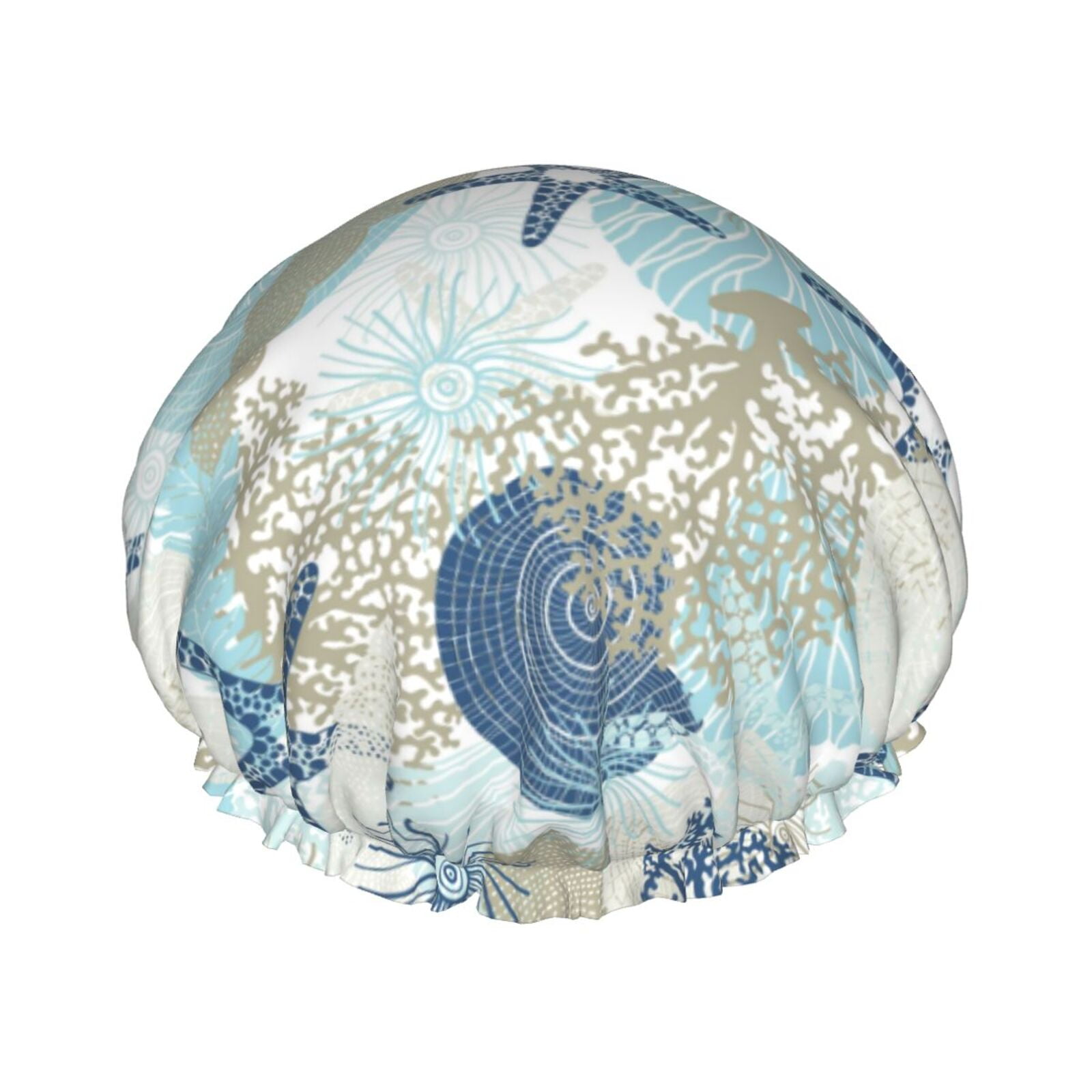 Disketp Algae Corals And Seashells Shower Caps,Reusable Shower Cap For ...