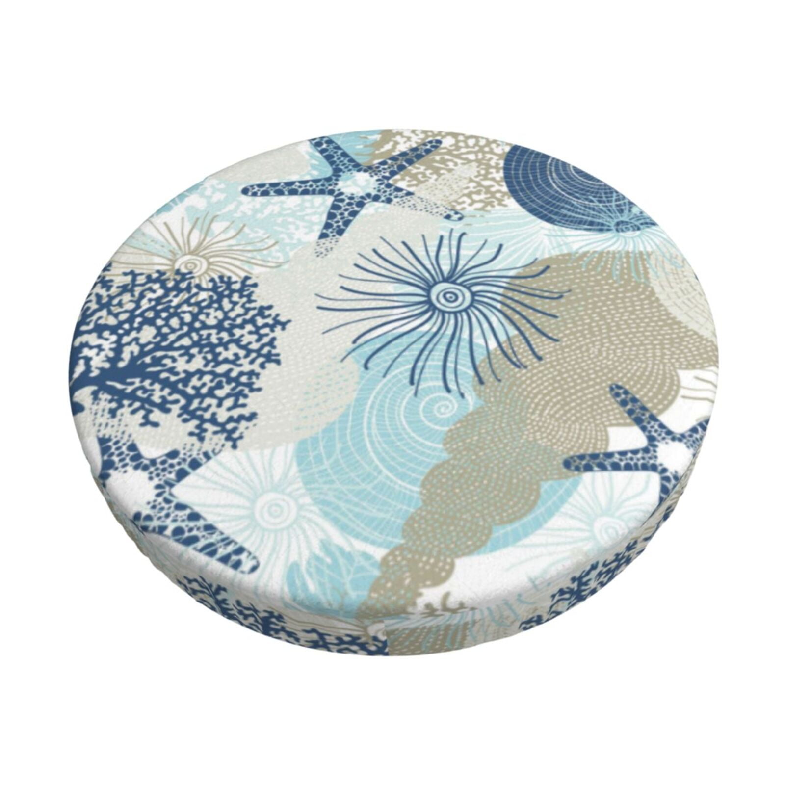 Disketp Algae Corals And Seashells Stool Covers Round, Super Soft Round ...