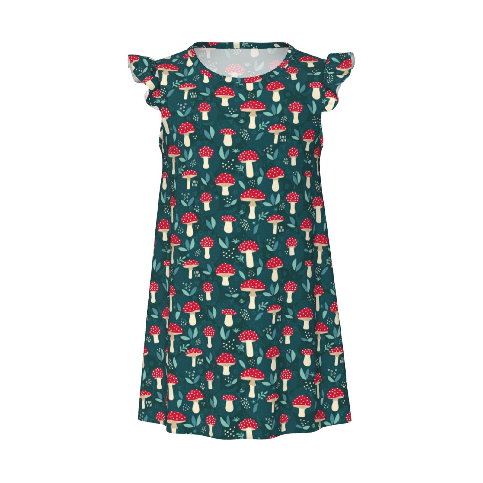 Disketp Amanita Mushroom Print Girls Nightgowns 3-10 Years Flutter ...