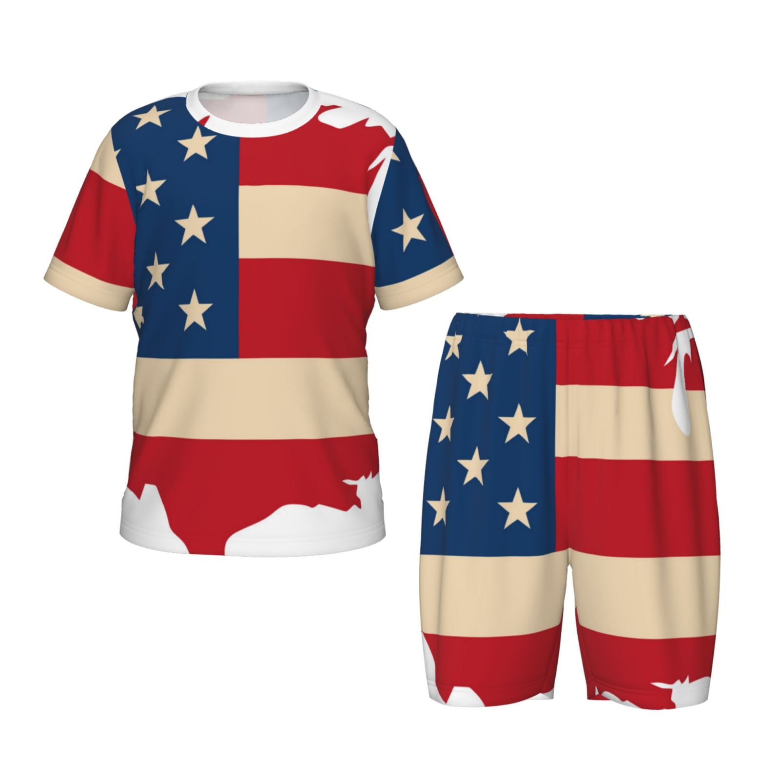 Disketp American Flag Map Kids Short Sleeve Pajamas Kids Summer Pjs ...