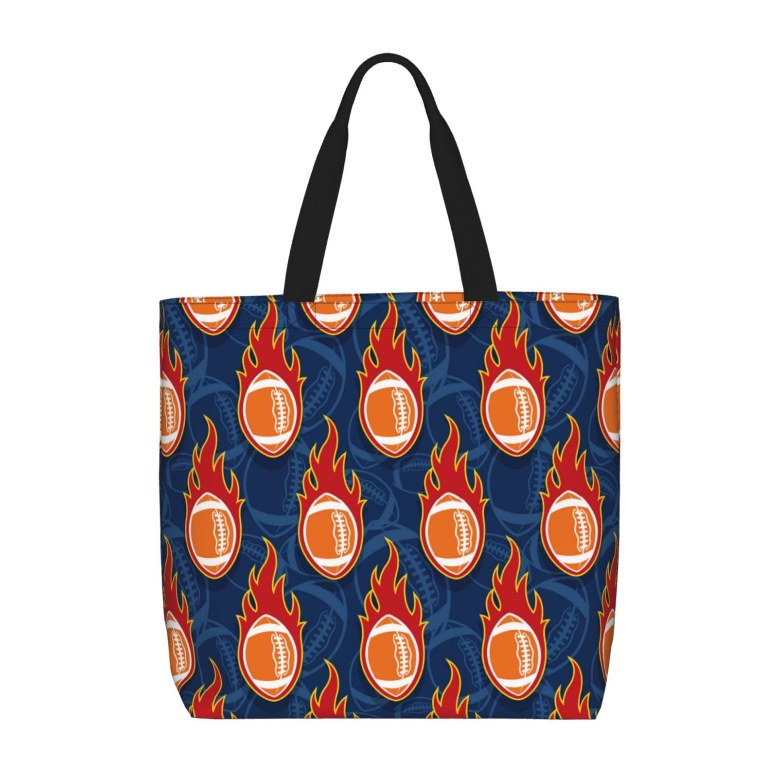 Disketp American Football and Fire Flames Canvas Tote Bag,Women ...
