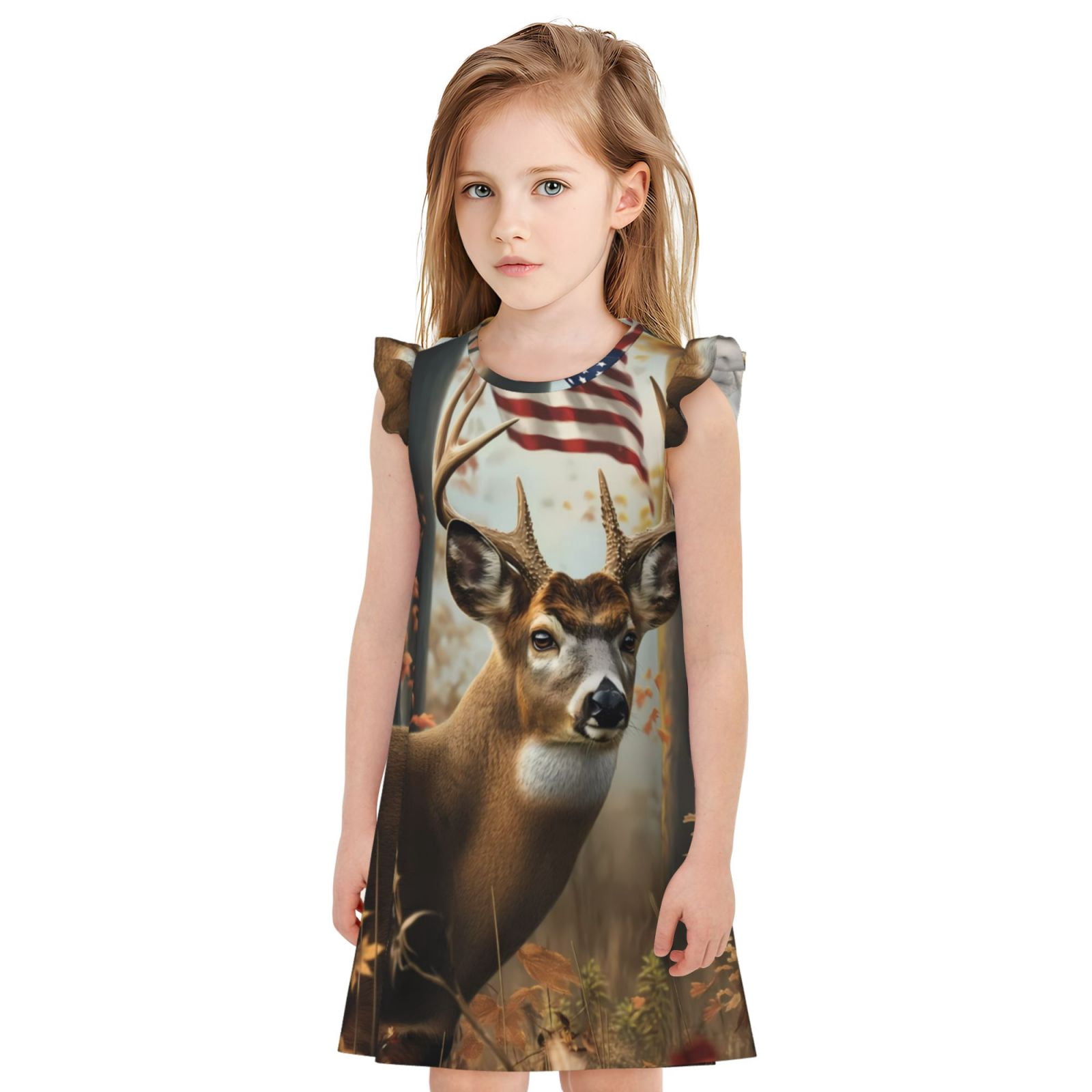 Disketp American Wildlife Deer Forest Girls Nightgowns 3-10 Years ...