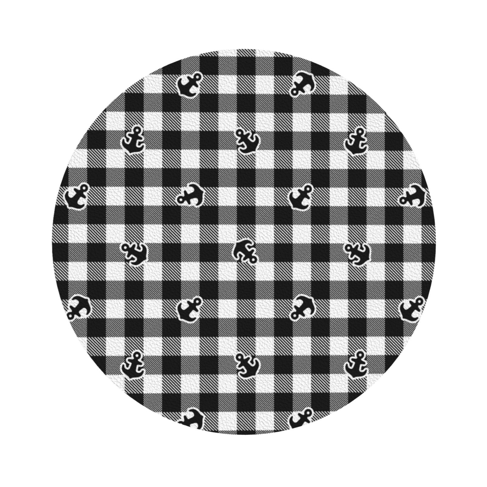 Disketp Anchor Black Tartan Plaid Funny Coasters,4 Pcs Leather Coasters ...