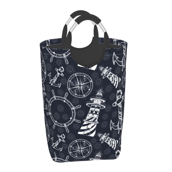Disketp Anchor and Lighthouse Square Laundry Bag Large Collapsible ...