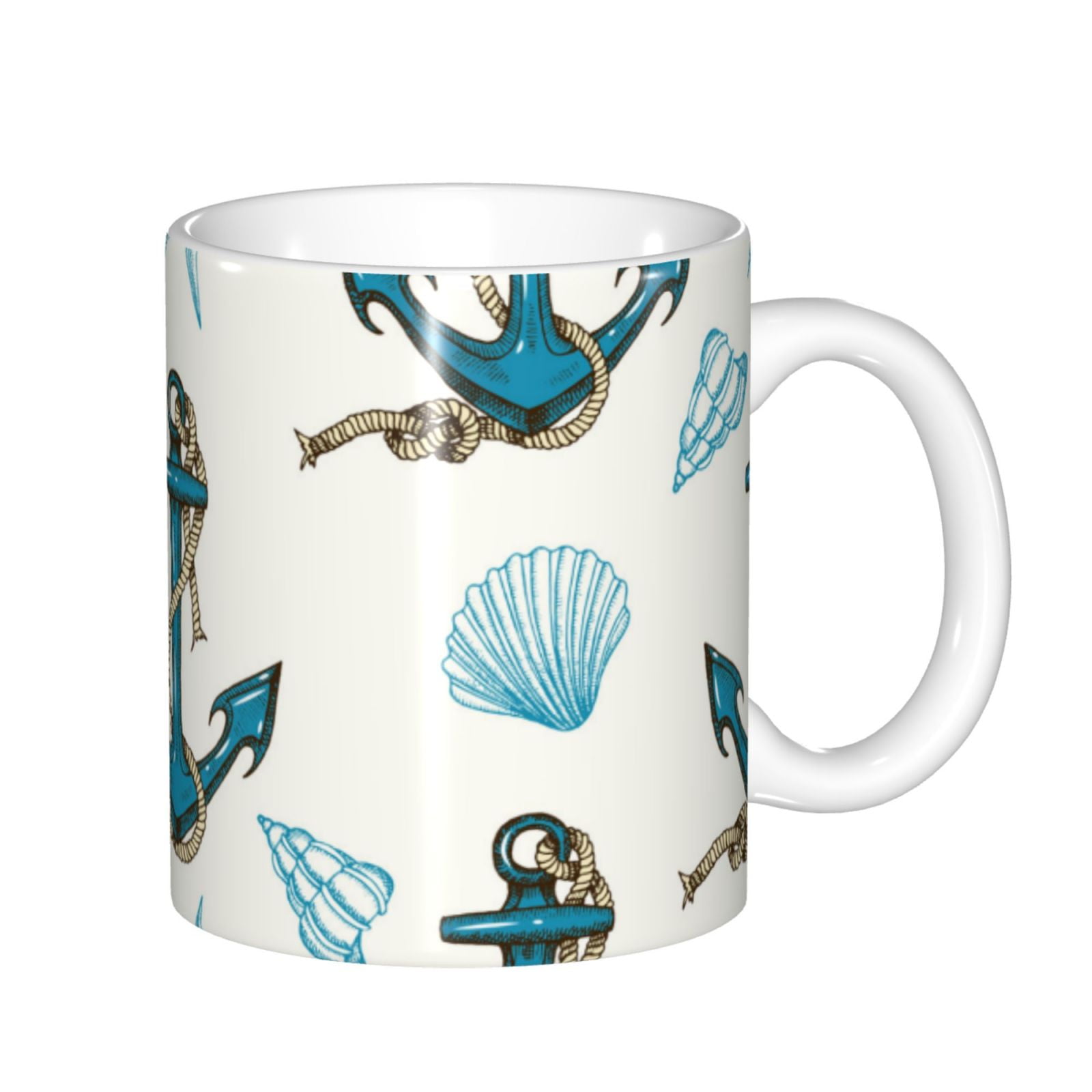 Disketp Anchors And Shells Large Coffee Mug with Handle Tea Cup Novelty ...