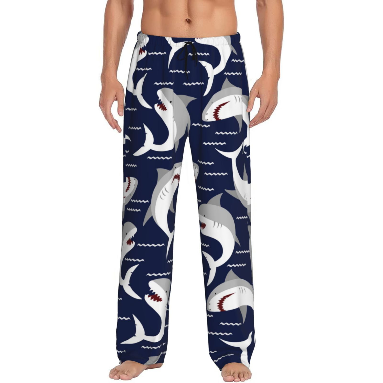 Disketp Angry Shark Men'S Pajama Pants - Ultra Soft Fleece Sleep And ...
