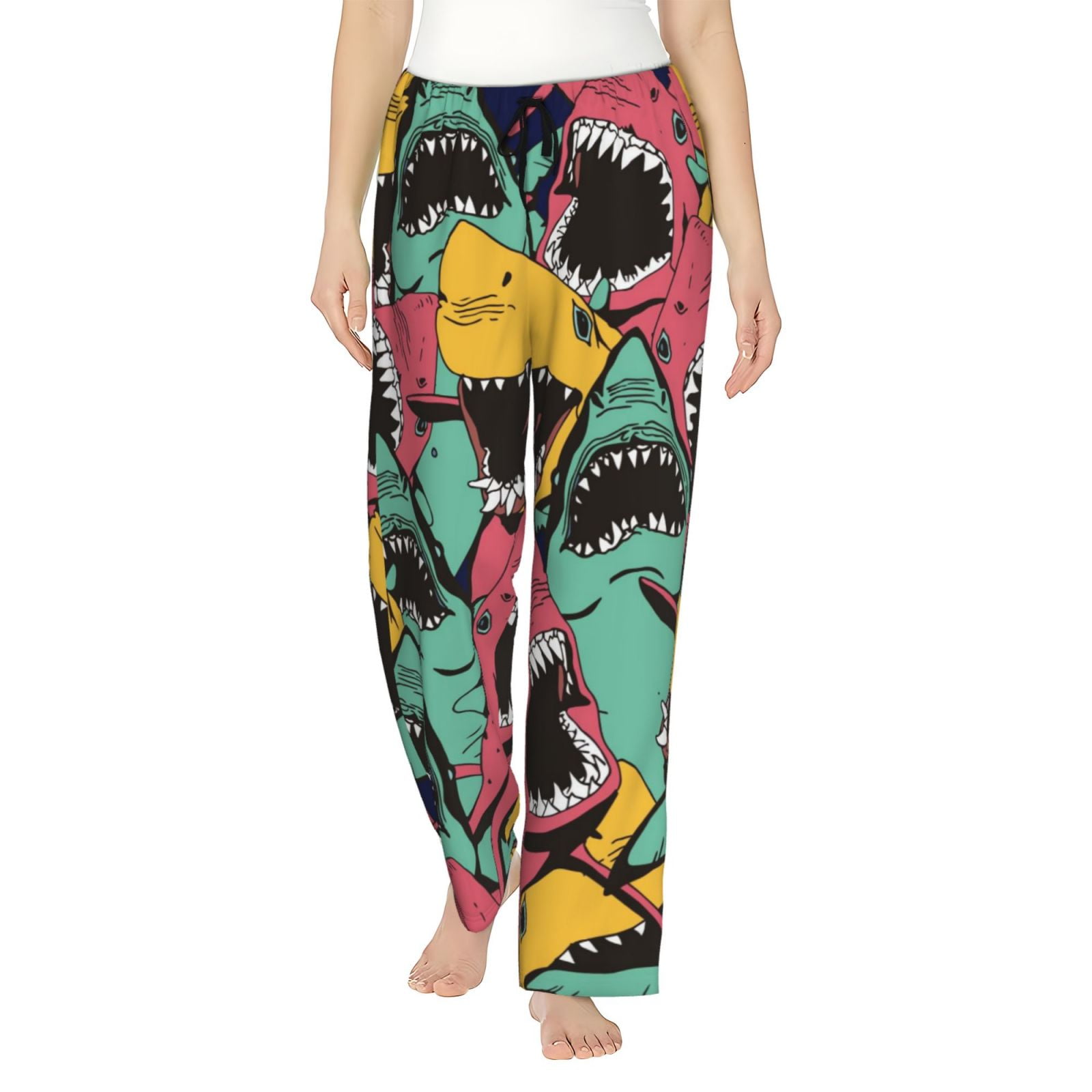 Disketp Angry Shark Pattern Print Women'S Comfy Pajama Pants Casual ...