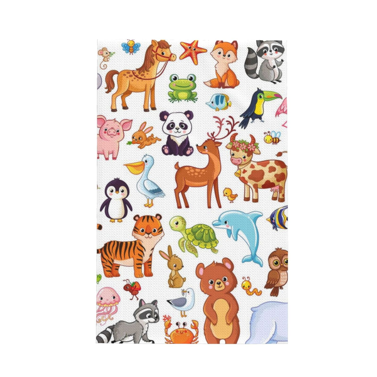 Disketp Animal Cartoon Style Waffle Weave Kitchen Dish Cloth,Super ...