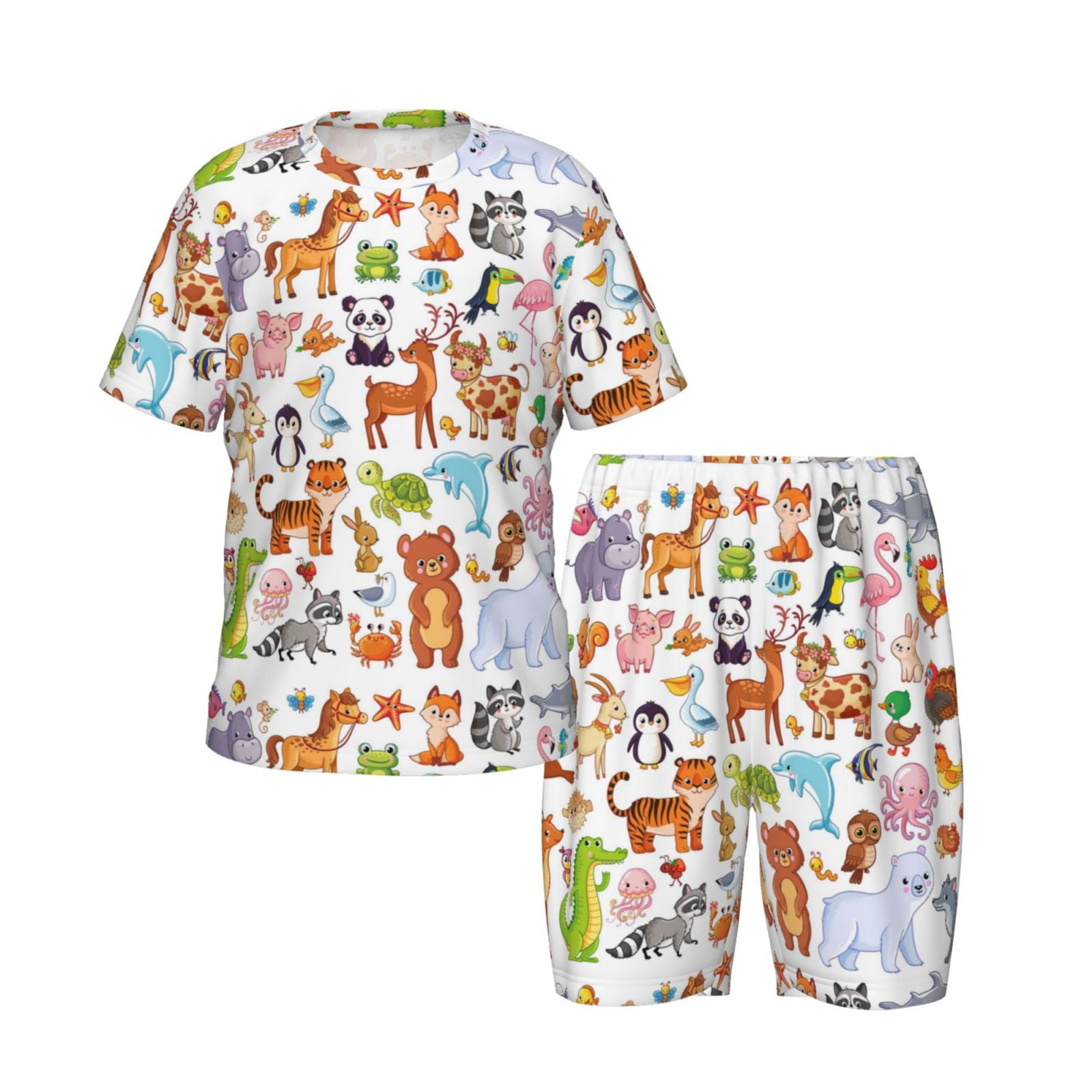 Disketp Animal Cartoon Style for Kids Short Sleeve Pajamas Kids Summer ...