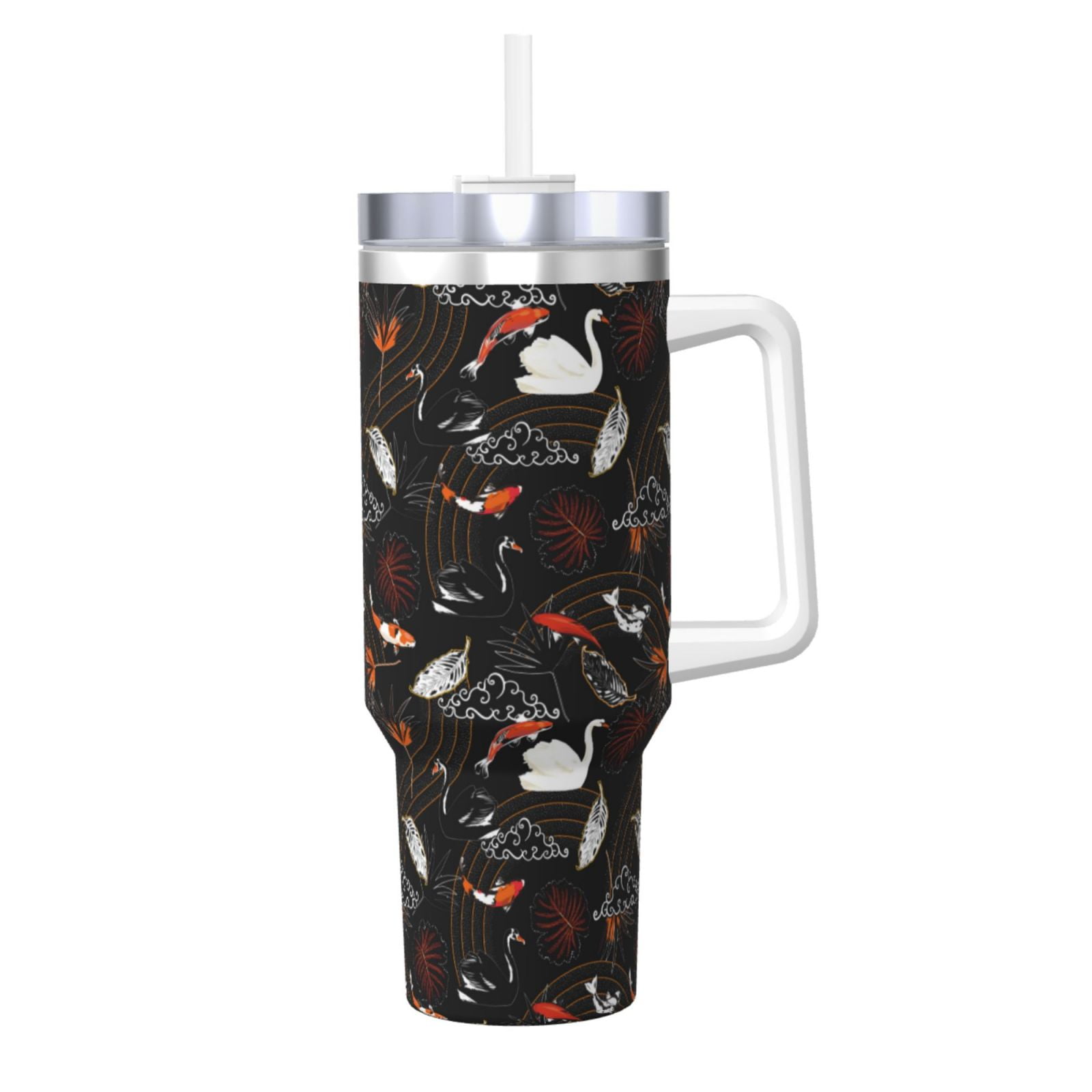 Disketp Animal Koi Fish for 40 OZ Stainless Steel with Handle Lid Straw ...
