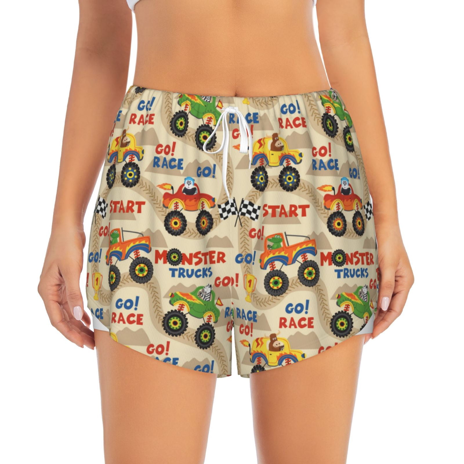 Disketp Animal Truck Print Women's Shorts Workout Shorts for Athletic ...