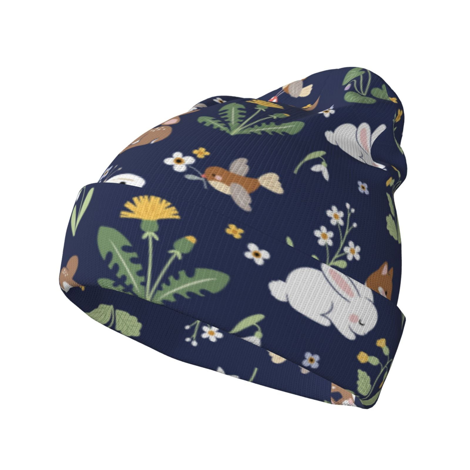 Disketp Animals And Wildflowers Winter Beanie for Men Women Beanie Knit ...