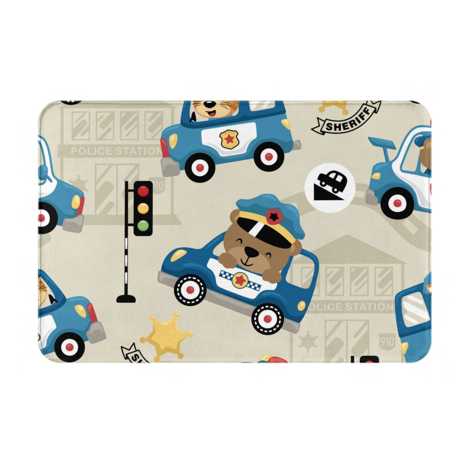 Disketp Animals Driving Police Car Mat For Front Door Outside - Doormat ...