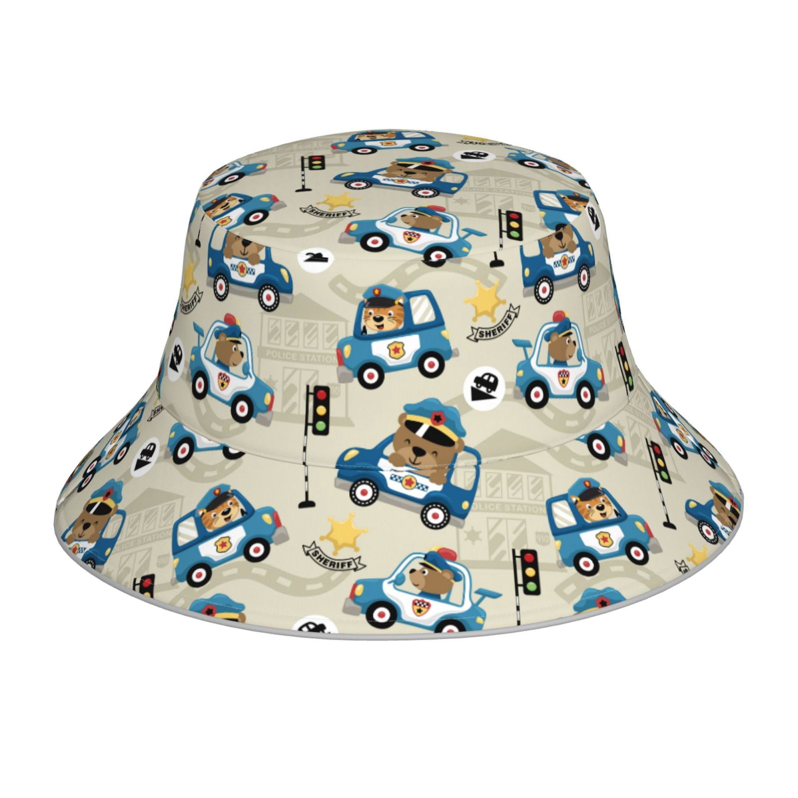 Disketp Animals Driving Police Car Print Reflective Bucket Hat Beach ...