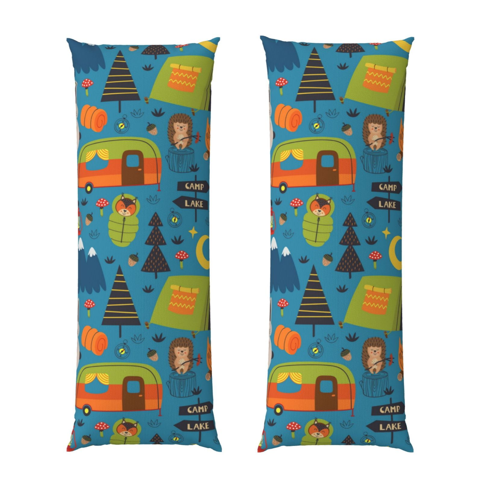 Disketp Animals In Camping Print Body Pillow Cover - Super Soft 20x54 ...