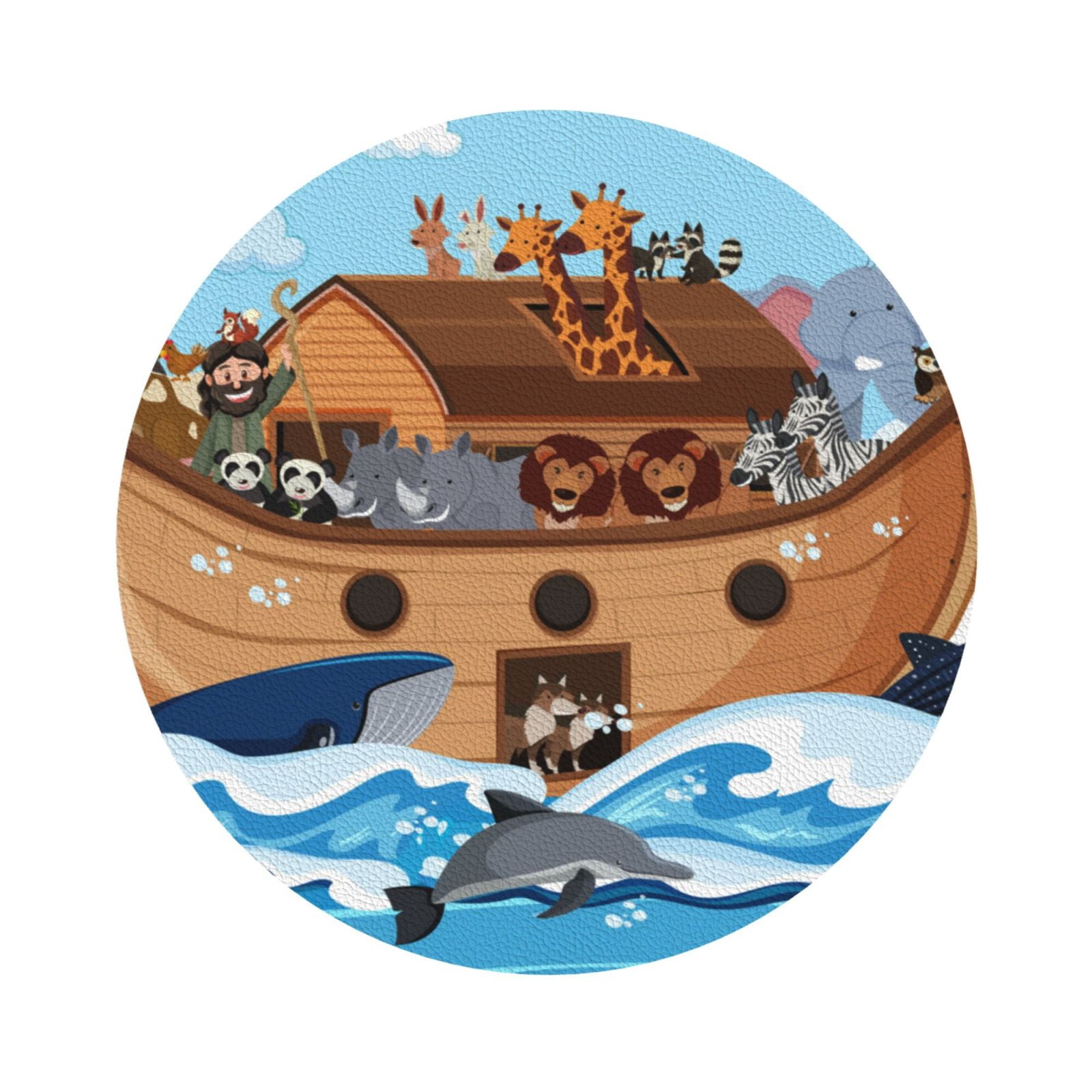 Disketp Animals On Noah'S Ark Funny Coasters,4 Pcs Leather Coasters With Holder, Perfect ...