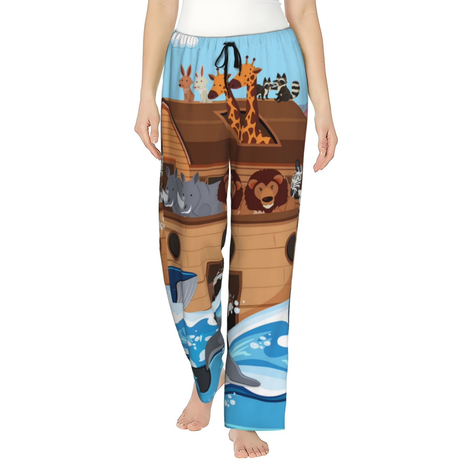 Disketp Animals On Noah'S Ark Print Women'S Comfy Pajama Pants Casual ...