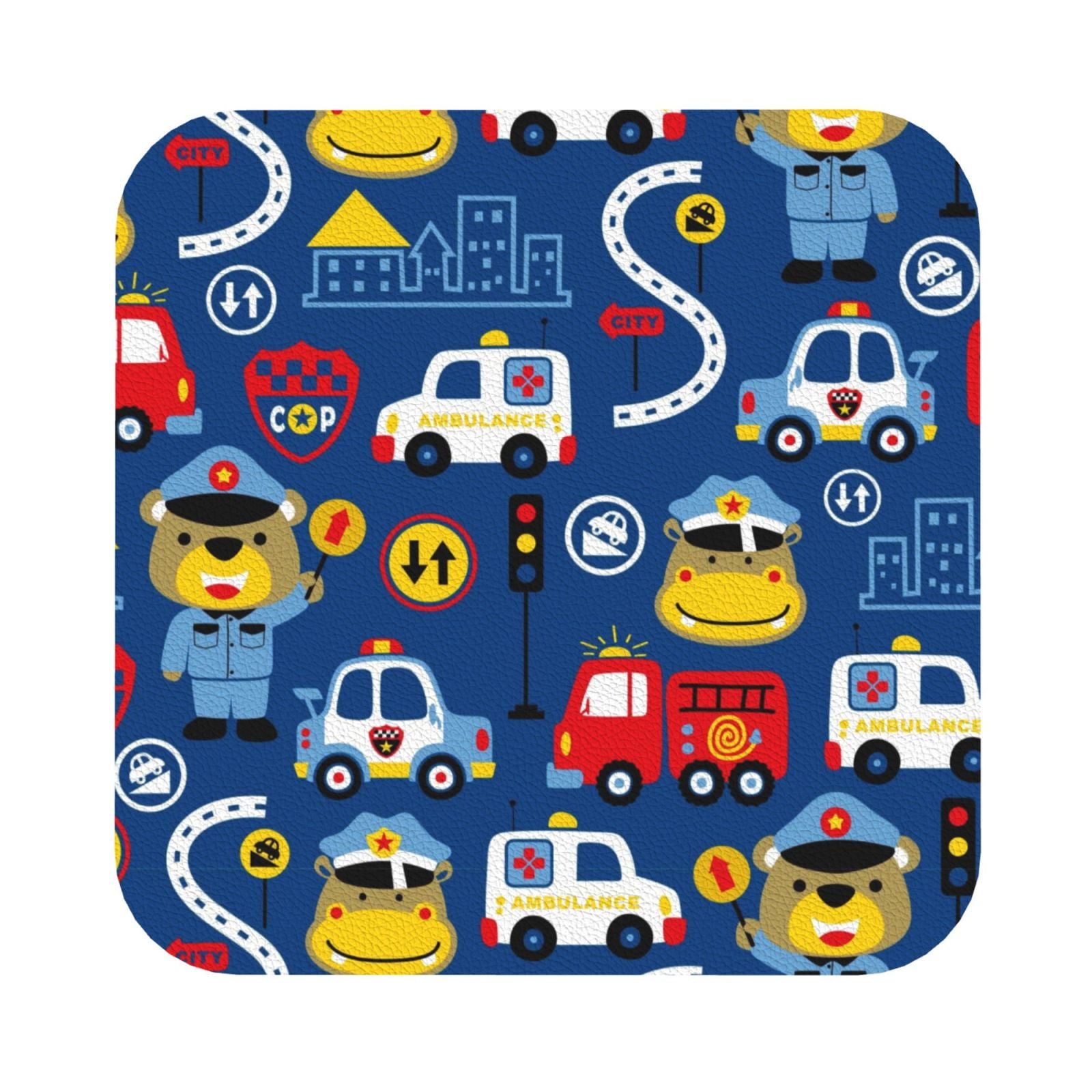 Disketp Animals Rescue Team Funny Coasters,4 Pcs Leather Coasters With ...