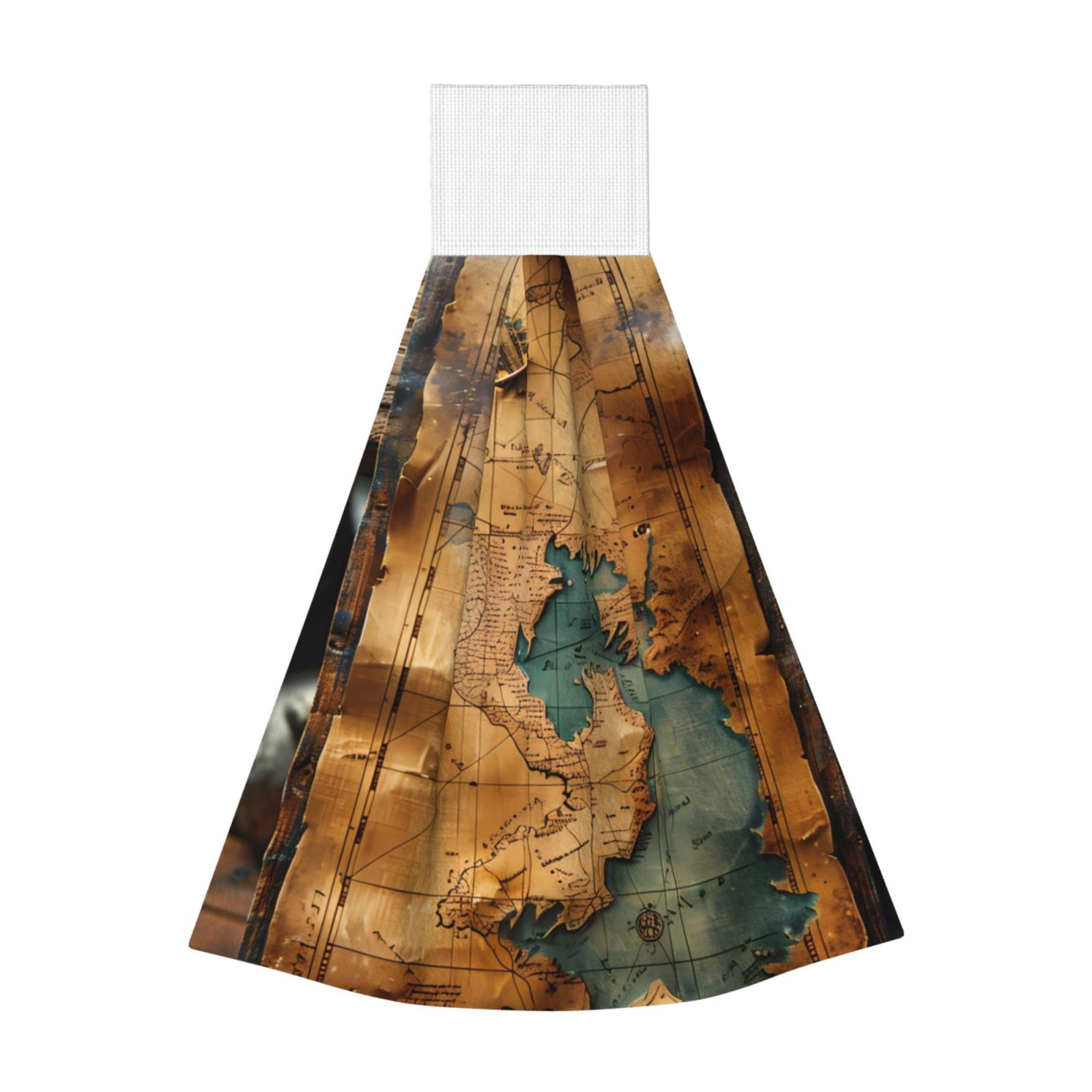 Disketp Antique Map Adventure Scene Hanging Kitchen Towel Tie Towels ...