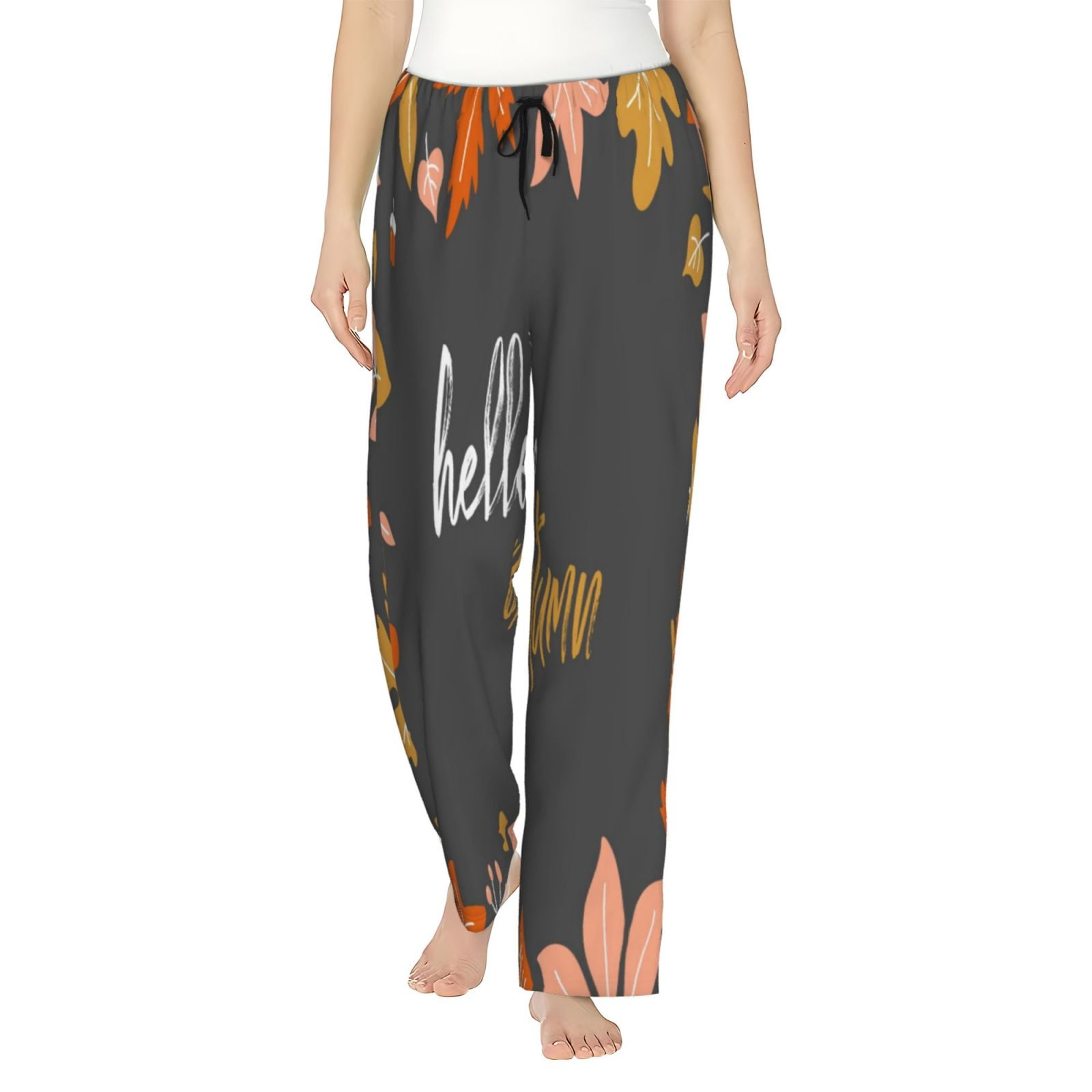 Disketp Autumn And Fall Leaves Print Women'S Comfy Pajama Pants Casual ...