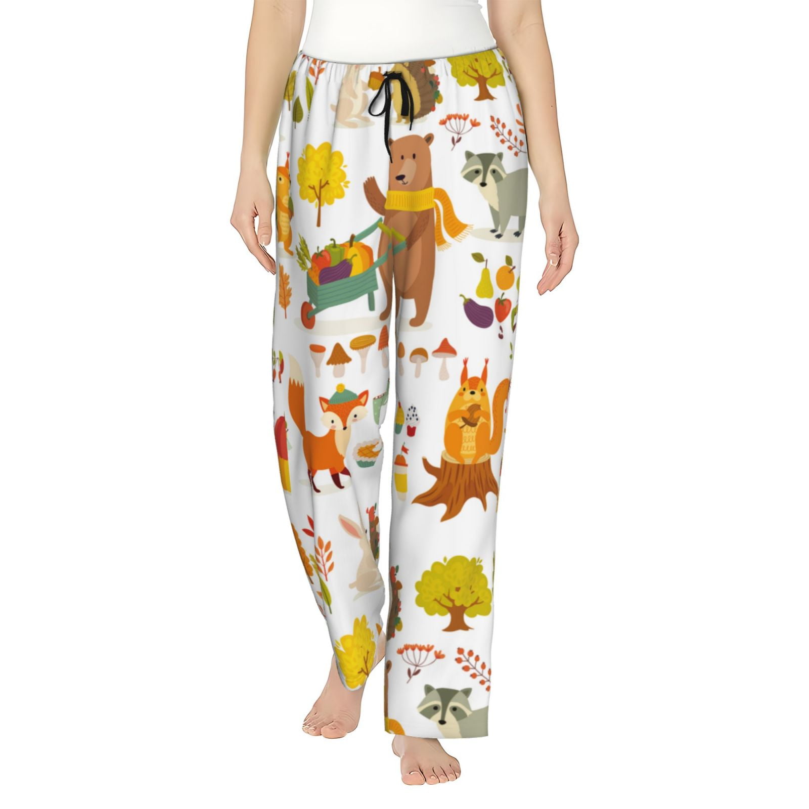 Disketp Autumn Forest Animals Print Women'S Comfy Pajama Pants Casual ...